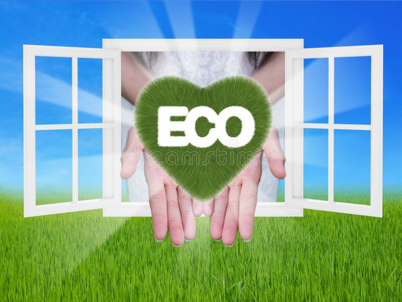 Eco Heart in the Hands with Window Stock Image - Image of growth, leaf ...