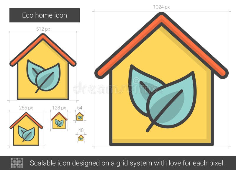 Eco home line icon. stock vector. Illustration of friendly - 85916328