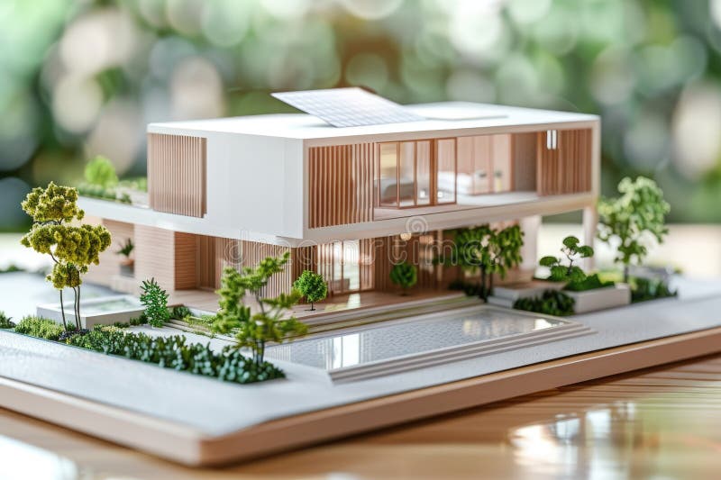 Eco Home Model on Tablet with CAD Software Stock Illustration ...