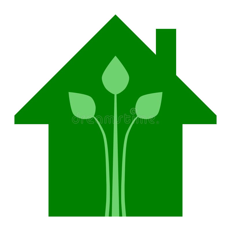 Eco House - Green Home Icon - Green, Isolated - Vector Stock Vector ...