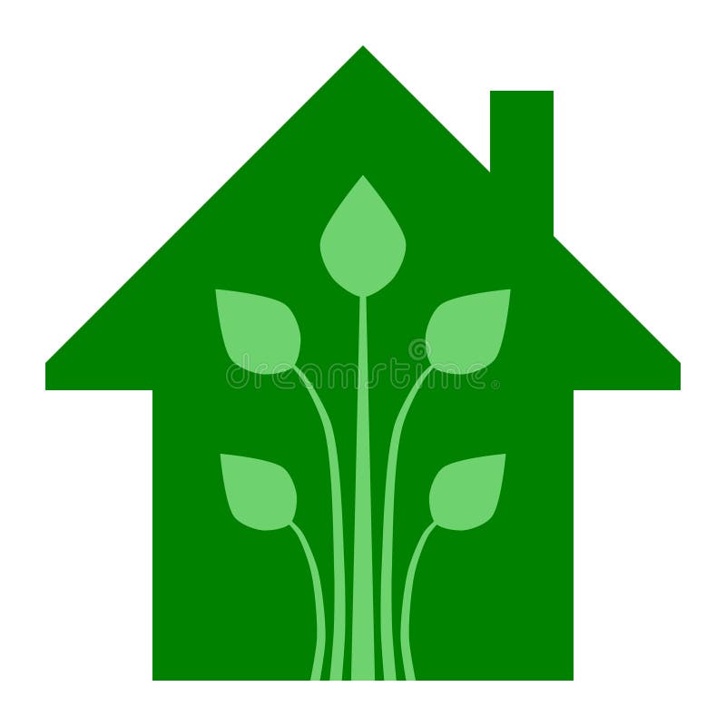Eco House - Green Home Icon - Green, Isolated - Vector Stock Vector ...