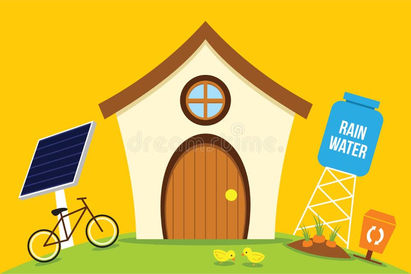 Eco House Save Energy with Go Green Stock Vector - Illustration of ...