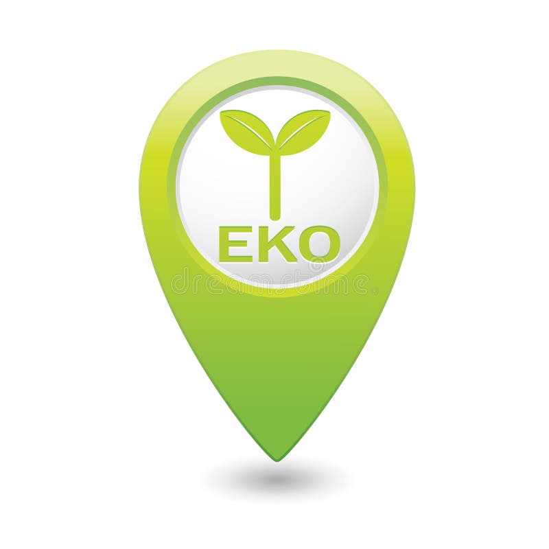 Eco Icon, Ecological Sign on the Map Pointer Stock Vector ...