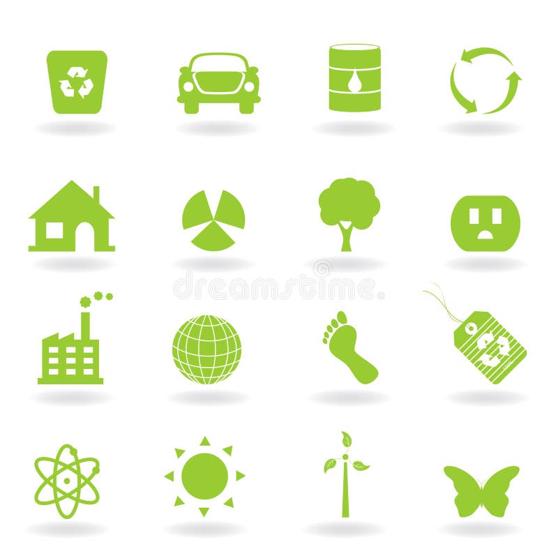 Green eco icon set stock vector. Illustration of global - 15934027