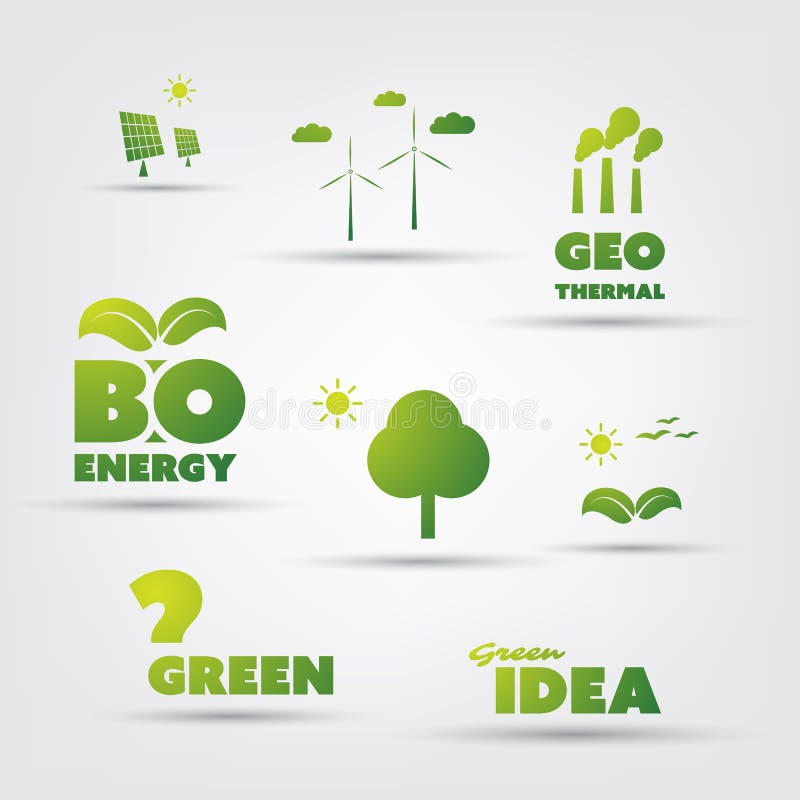 Eco Icon Set with Labels stock vector. Illustration of alternative ...