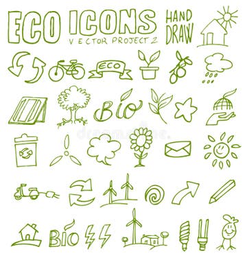 Eco icons hand draw 2 stock vector. Illustration of cars - 30024867