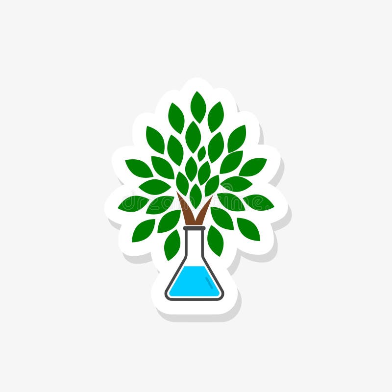 Eco Lab Beaker Glass and Leaf Logo Sticker Stock Vector - Illustration ...