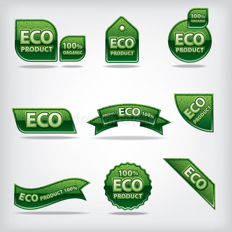 Eco labels and stickers stock illustration. Illustration of green ...