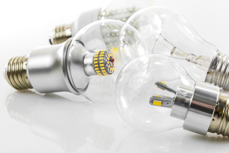 Eco LED Bulbs and Classic Tungsten Bulb Stock Photo - Image of tungsten ...