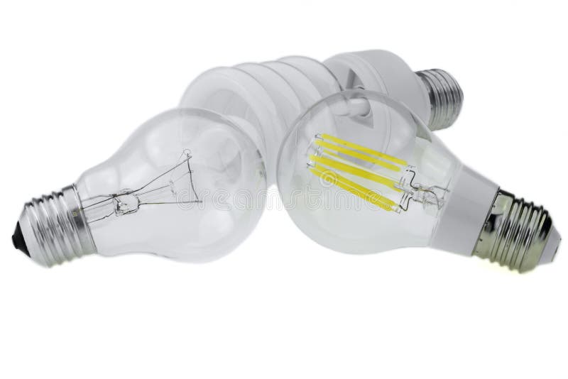 Eco LED E27 Bulb, Classic Tungsten and Compact Fluorescent Lamp Stock ...