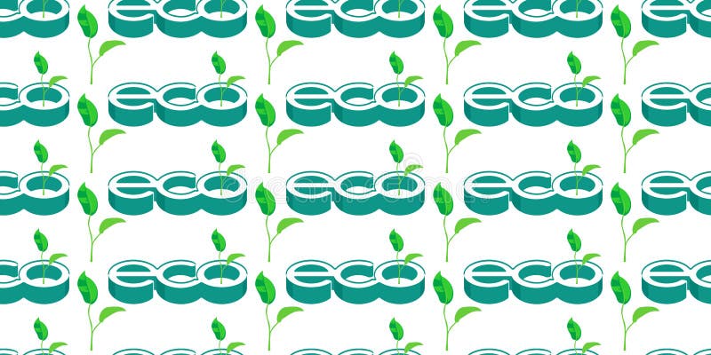 Eco Lettering Logo Seamless Pattern Vector Stock Vector - Illustration ...