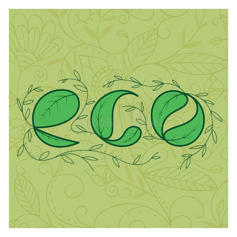 Eco Lettering Simple Concept Design. Vector Illustration Decorative ...