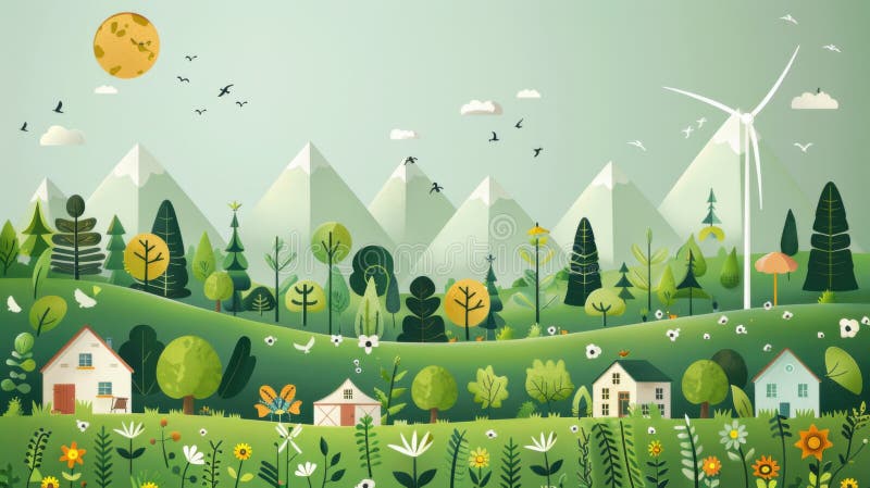 Eco Life Concept. Minimalism Flat Style. Stock Illustration ...