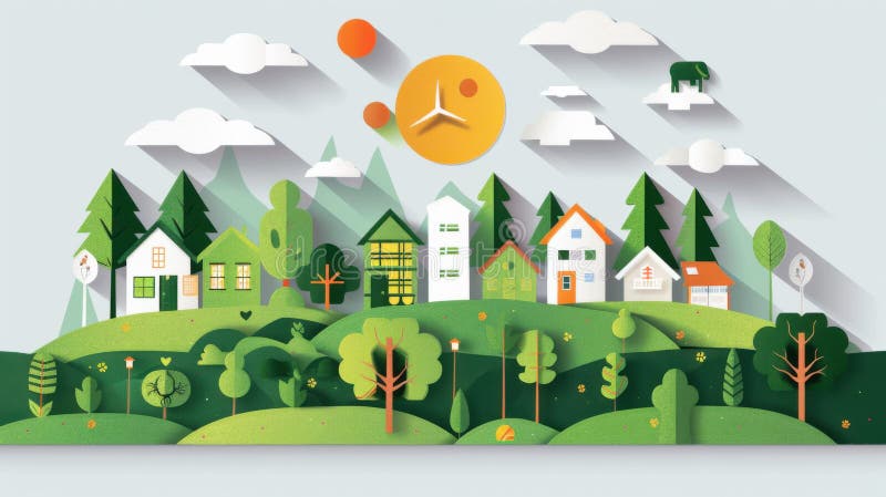 Eco Life Concept. Minimalism Flat Style. Stock Illustration ...