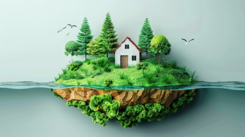 Eco Life Concept. Minimalism Flat Style. Stock Illustration ...