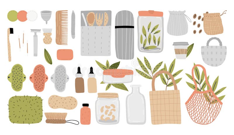 Eco Life Style without Plastic. Stock Vector - Illustration of doodle ...