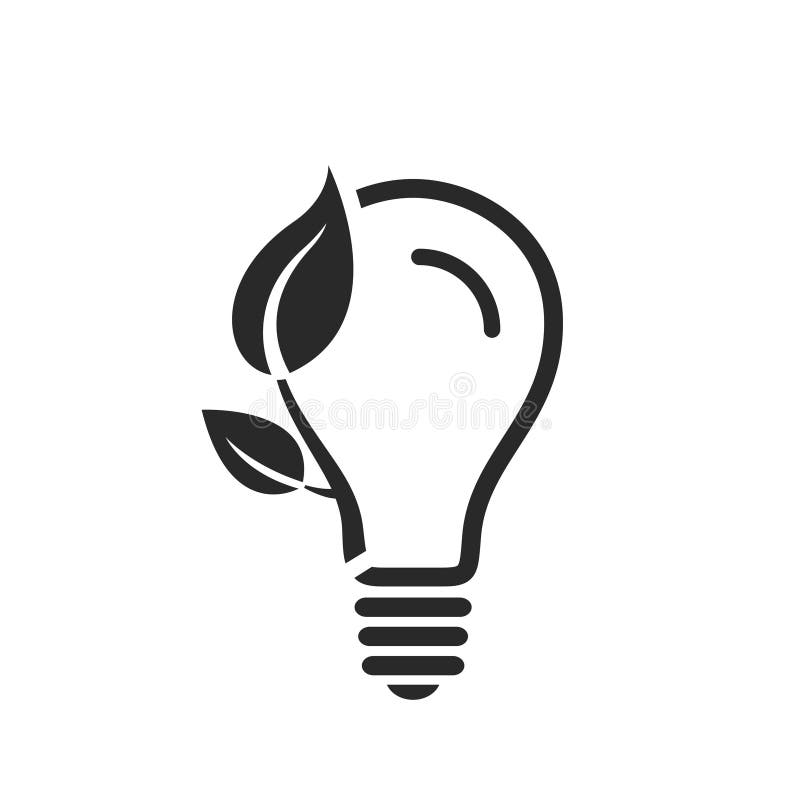 Eco Light Bulb Icon. Ecology and Environmentally Friendly Symbol Stock ...