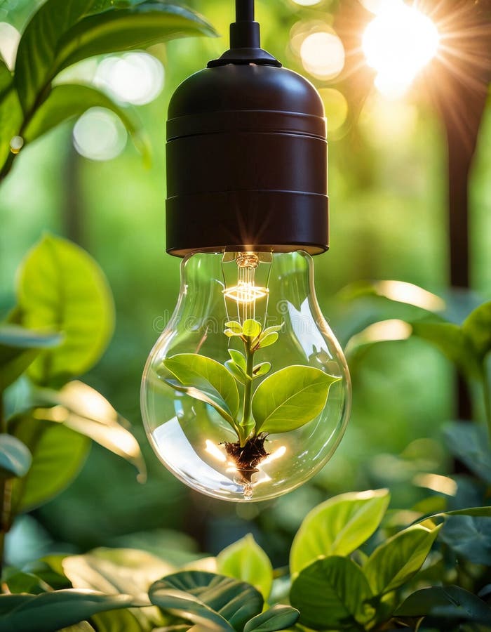 Eco Lightbulb Amidst Natural Backdrop Stock Image - Image of power ...