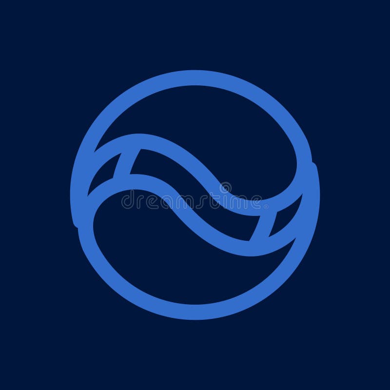 Eco Line Circle Logo Formed by Twisted Blue Drops Stock Illustration ...