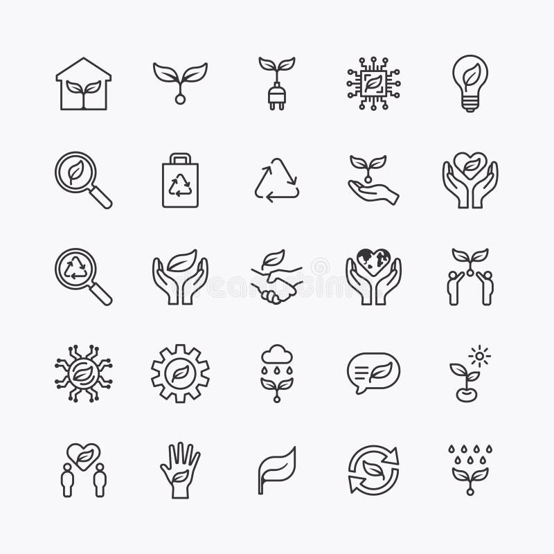 Ecology System Line Icons Collection. Biodiversity, Ecosystem, Biome ...