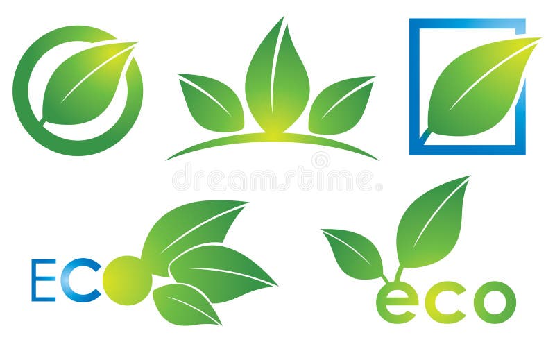 Vector Set of Green Eco Letters Logo with Leaves. Ecological Font from ...