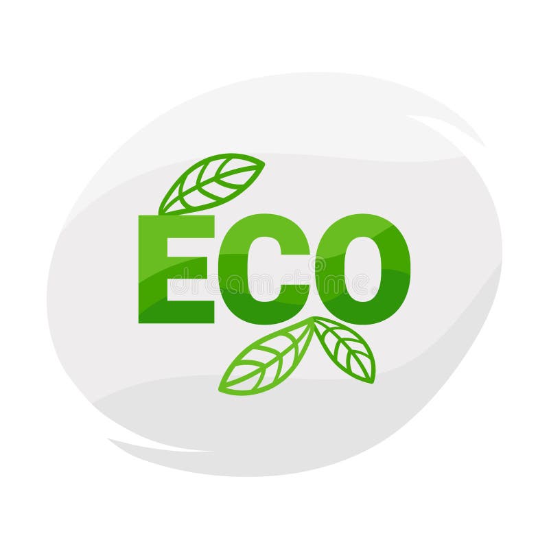 Eco Logo with Leaf. Text Eco on the Gray Background of an Abstract ...