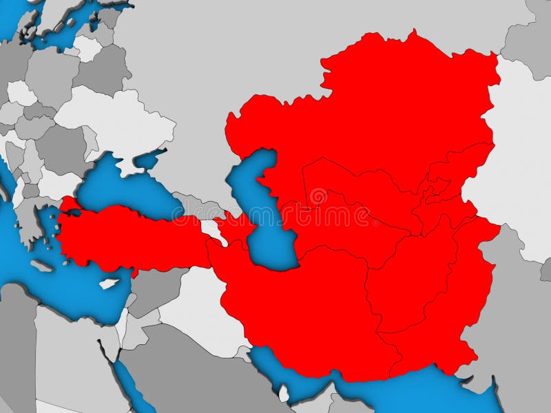ECO Member States on 3D Map Stock Illustration - Illustration of ...