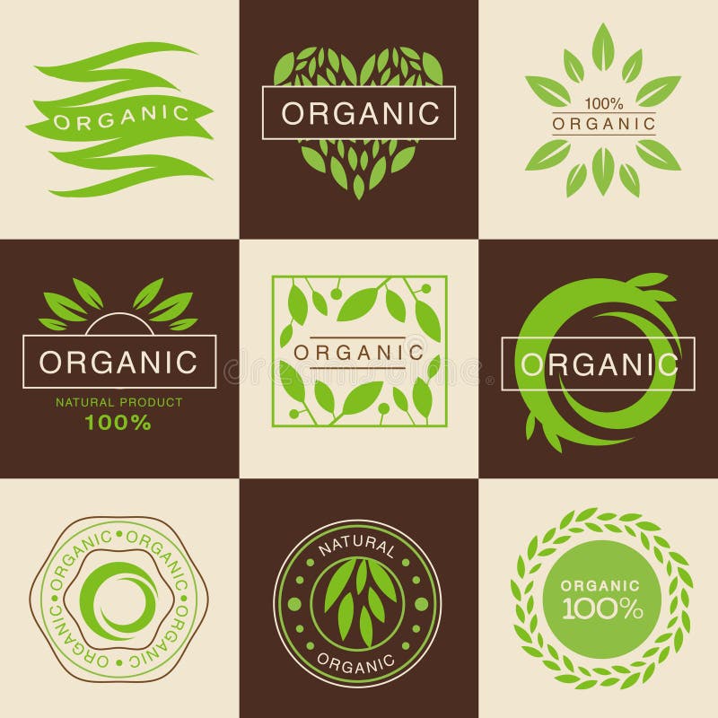 Eco Organic Labels and Tags Set Stock Vector - Illustration of design ...