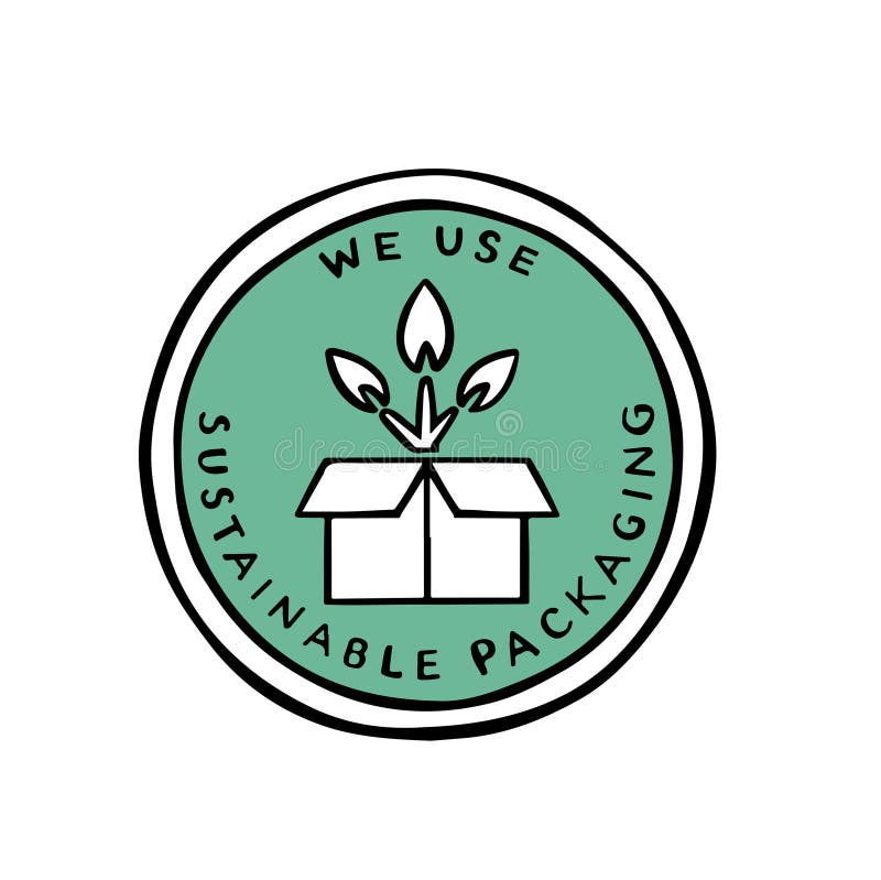 Eco Packaging Symbol Green Vector Hand Drawn Illustration Stock ...