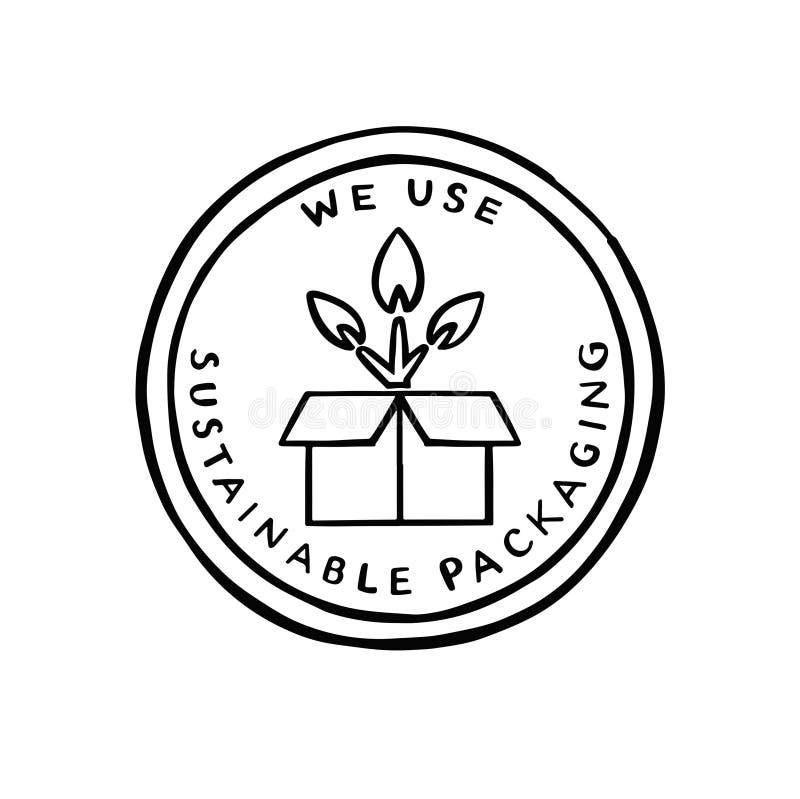 Eco Packaging Symbol Line Vector Hand Drawn Illustration Stock ...