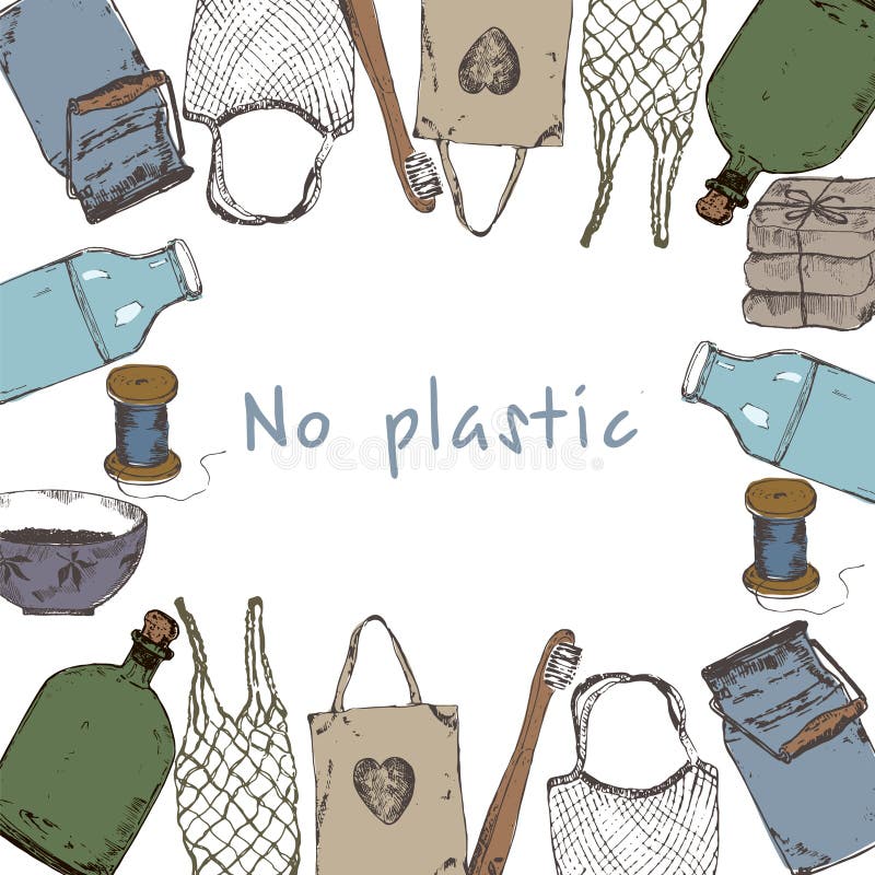 Eco Packaging and Zero Waste Sketch. Zero Waste Vector Illustration EPS ...