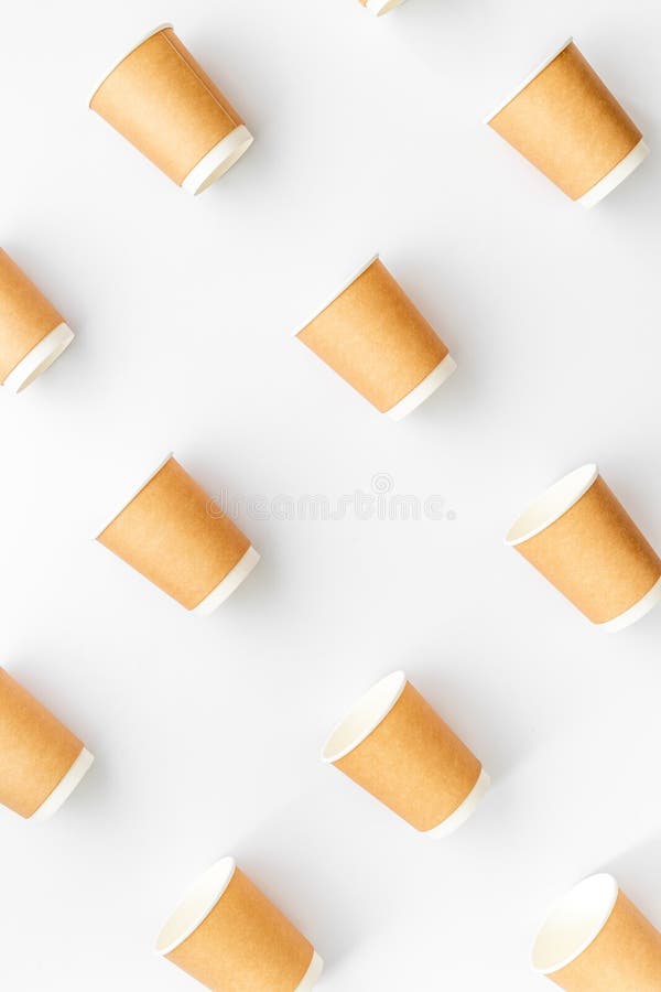 Eco Paper Coffee Cups Pattern. Top View Stock Photo - Image of closeup ...