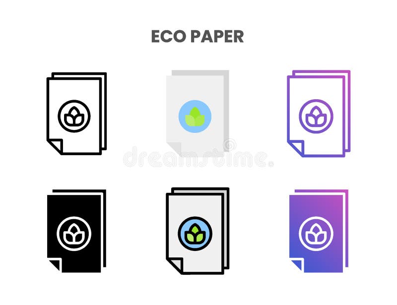 Eco Paper Icons Set with Different Styles. Stock Vector - Illustration ...