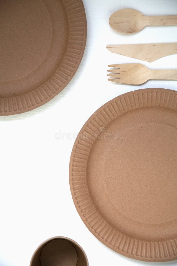Eco Paper Plate on Empty White Background Stock Image - Image of food ...