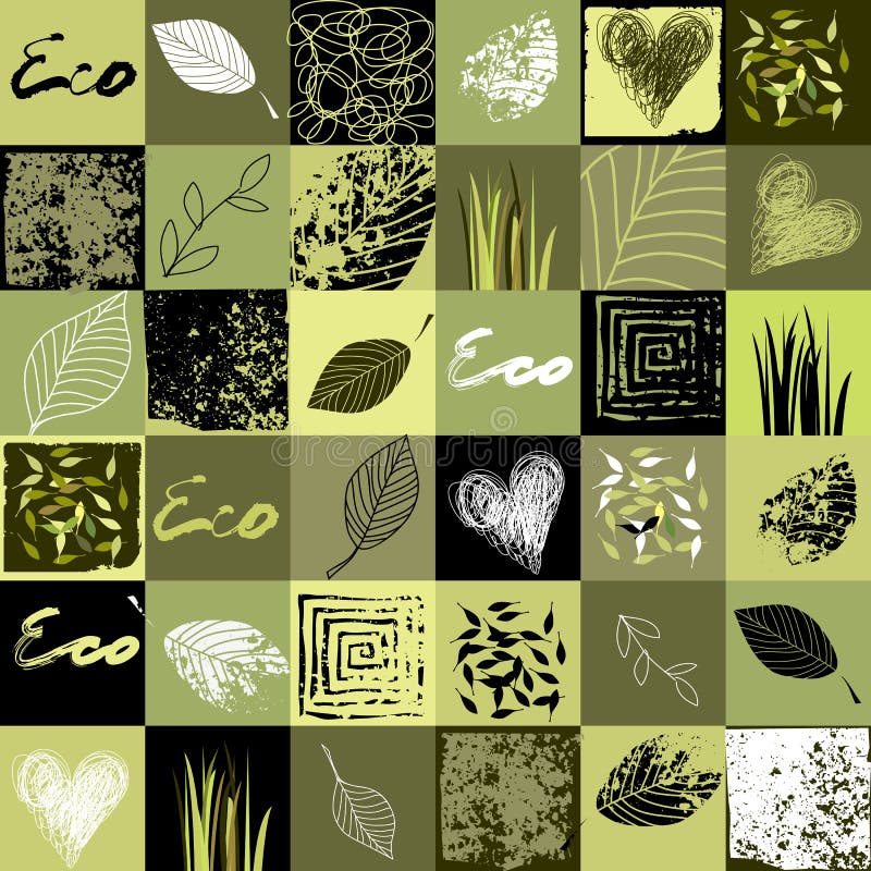 Go Green Eco Pattern in Foot Silhouette Stock Vector - Illustration of ...