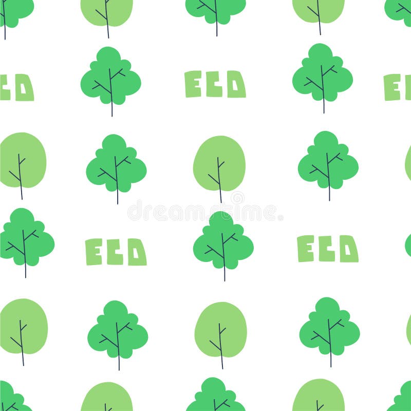 ECO Pattern in Linear Style, Flat Vector Illustration. Eco Decoration ...