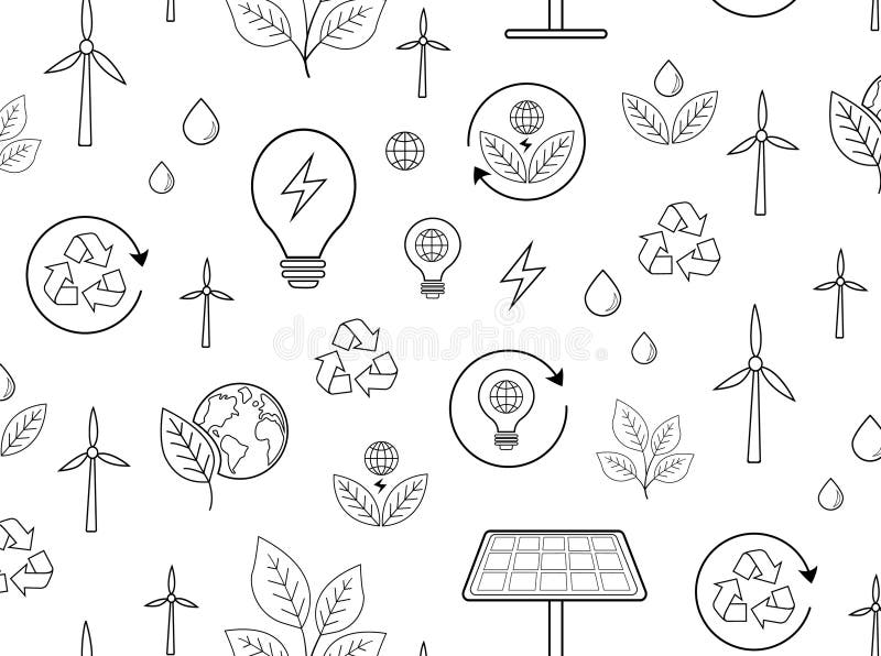 Eco-pattern Vector Illustration Black and White Stock Illustration ...