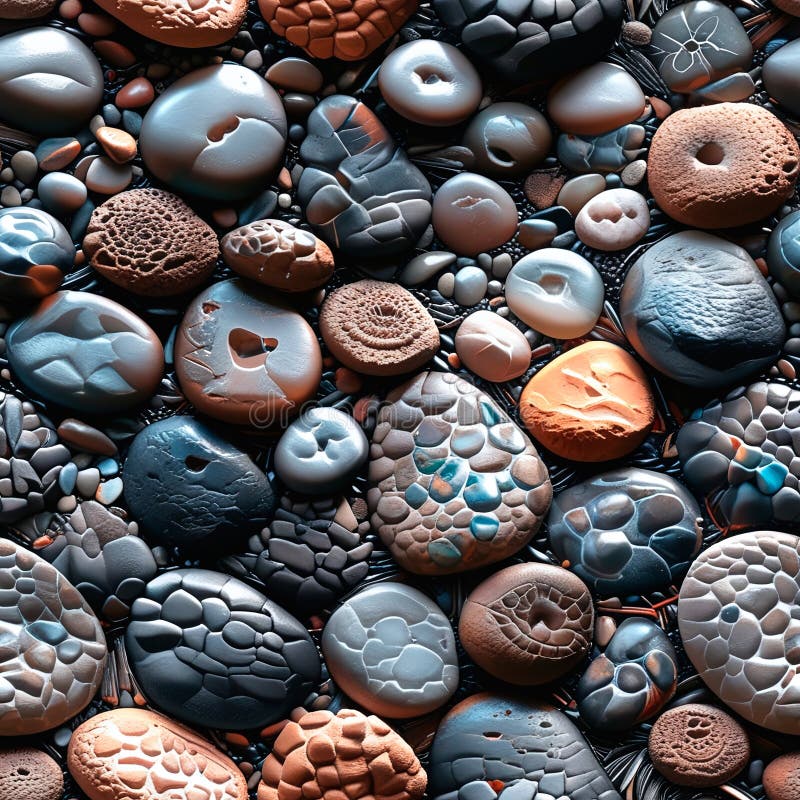 Eco Pebble River Seamless Texture 4K Stock Illustration - Illustration ...
