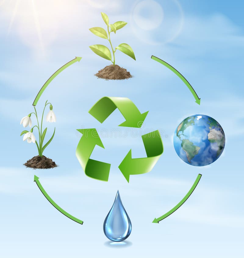 Eco Planet Earth with Clean Water and Greenery Background Stock Vector ...