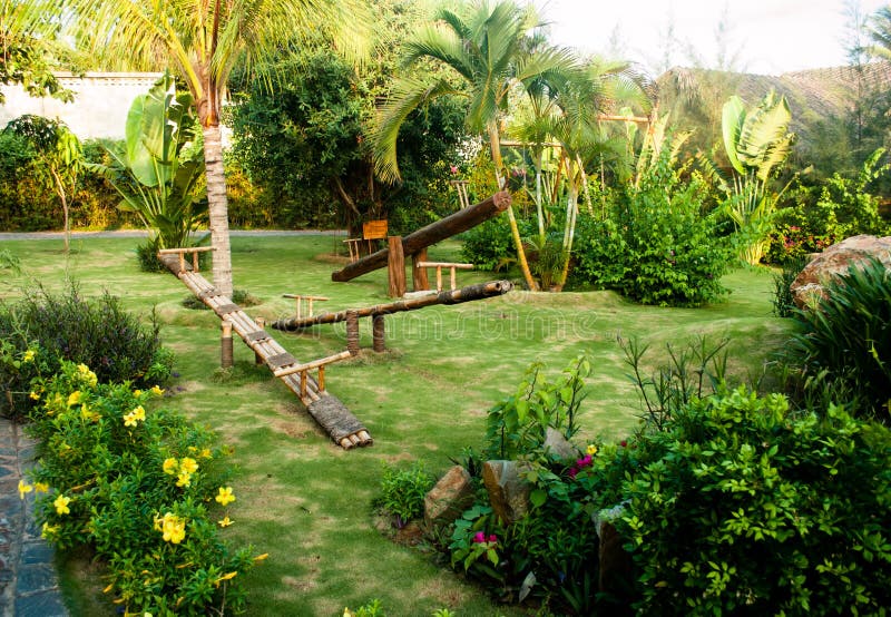 Eco Playground in Tropical Place Stock Image - Image of playground ...