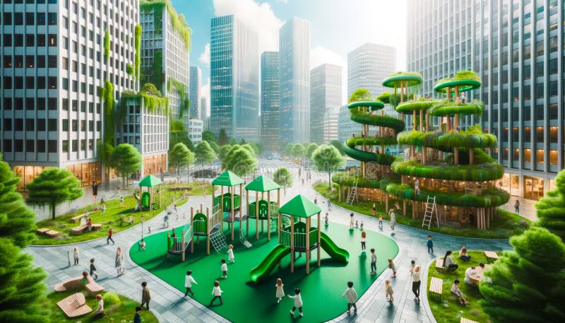 Eco Playtime Children Revel in Urban Green Playground with Sustainable ... Eco Playtime Children Revel in Urban Green Playground with Sustainable ...
