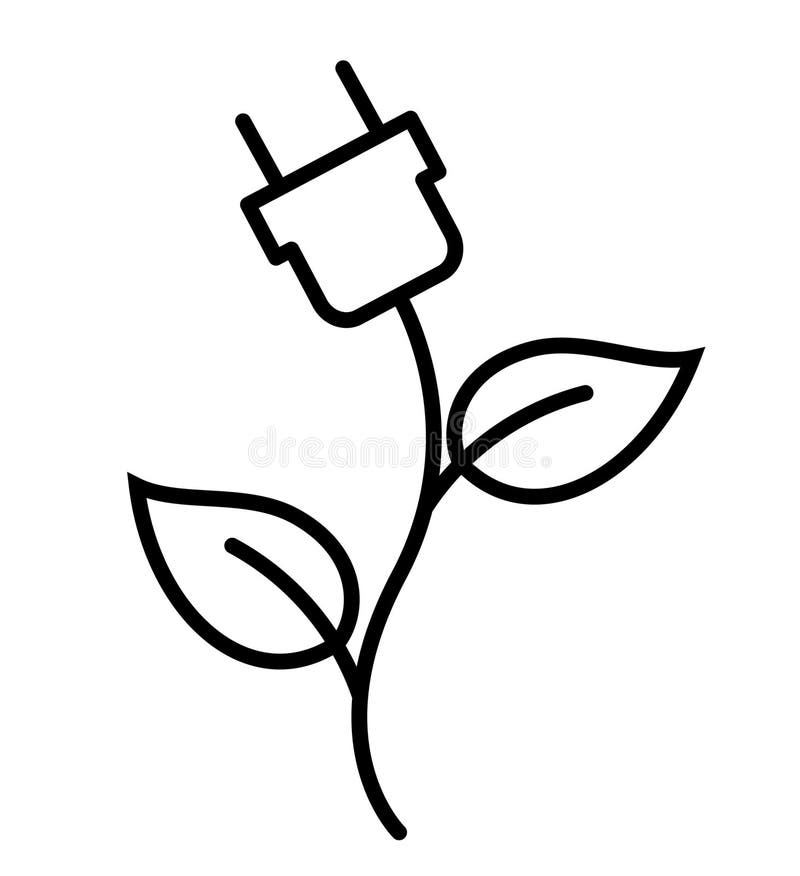 Eco Plug Line Icon. Eco Power Vector Outline Sign. Eco Energy Icon ...