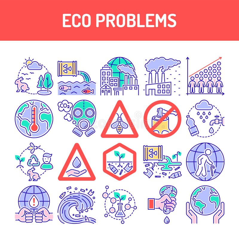 Environmental Problems Concept Icons Set Stock Illustration ...