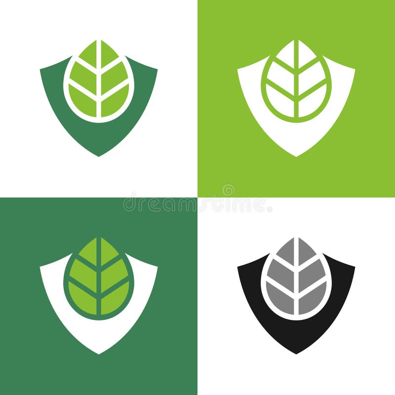 Eco Protect Logo Template, Shield and Green Leaf Icon Design Stock ...