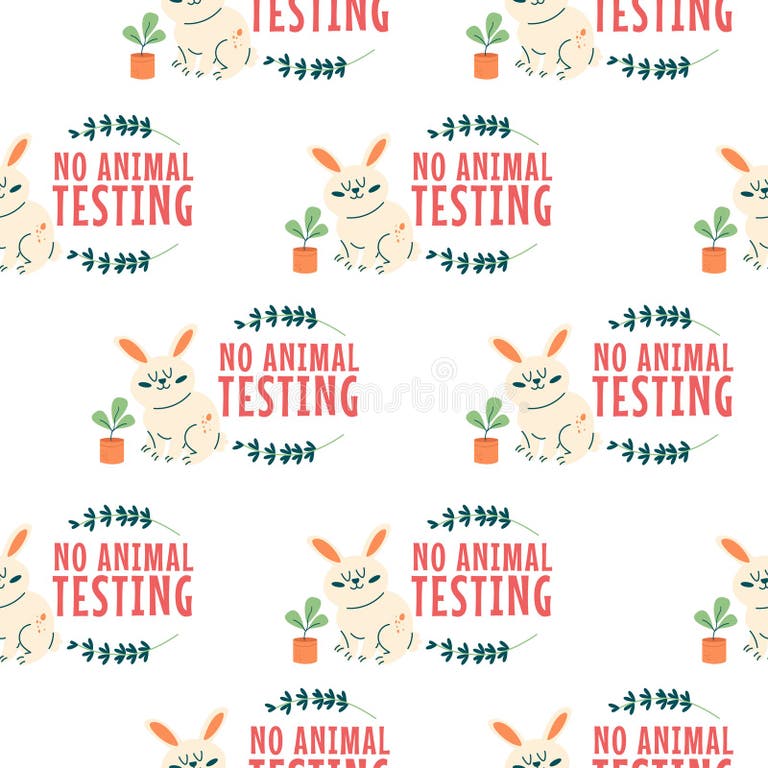 Eco Rabbit Seamless Pattern No Animal Testing Stock Vector ...