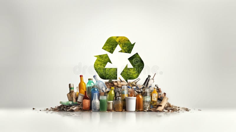 Eco Recycling Concept with Garbage, White Background Stock Illustration ...
