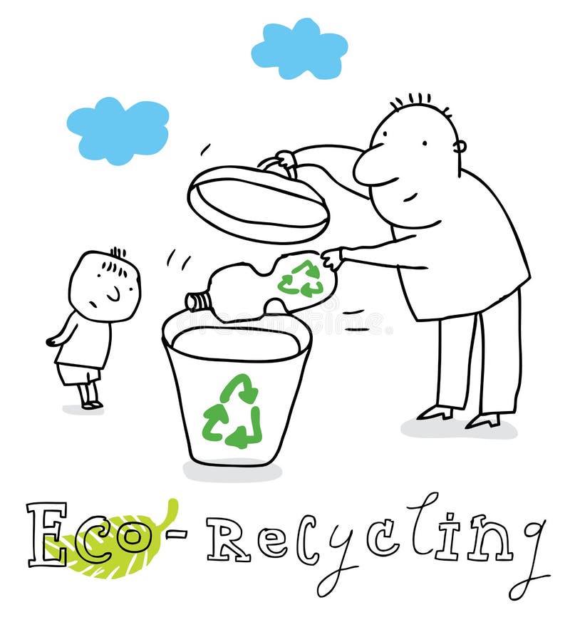 Eco recycling, drawing stock illustration. Illustration of nature ...