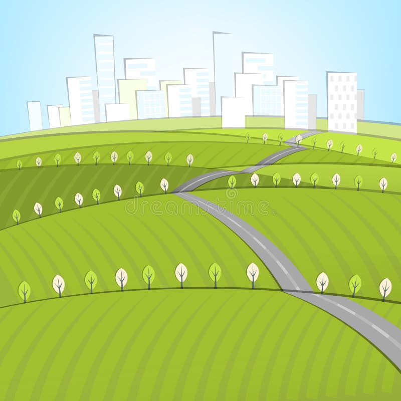 01 Eco Roads City Landscape Stock Vector - Illustration of building ...