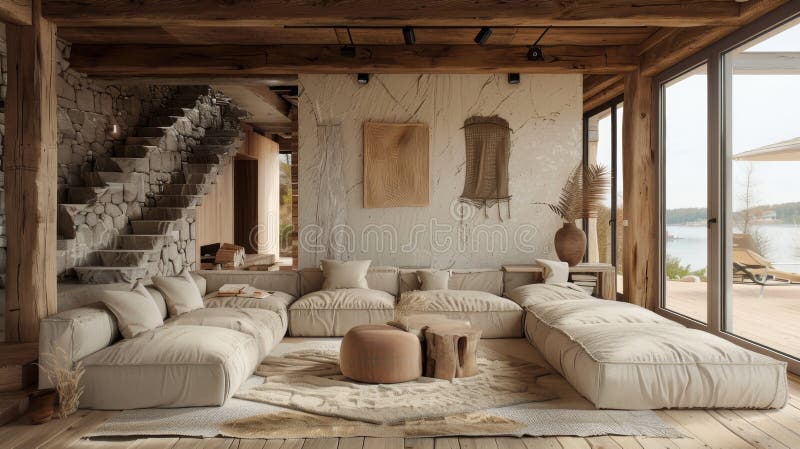 Eco Rural Interior Minimal Design Living Room Stock Photos - Free ...