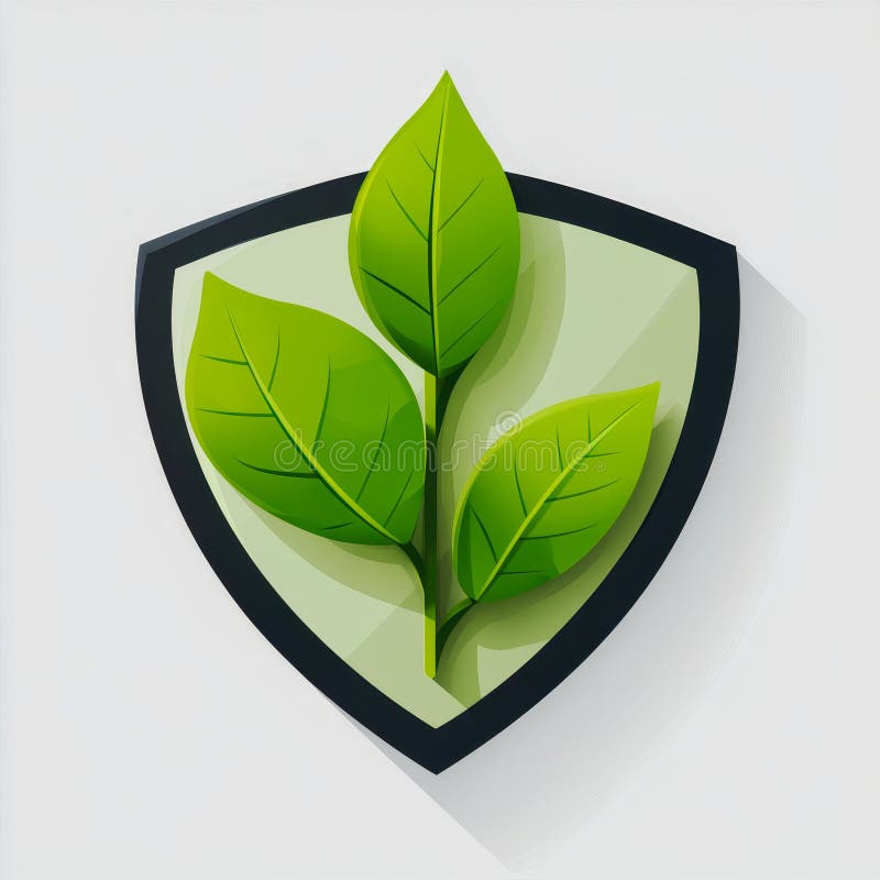 Eco Shield Icon Featuring Green Leaf Design Representing Environmental ...